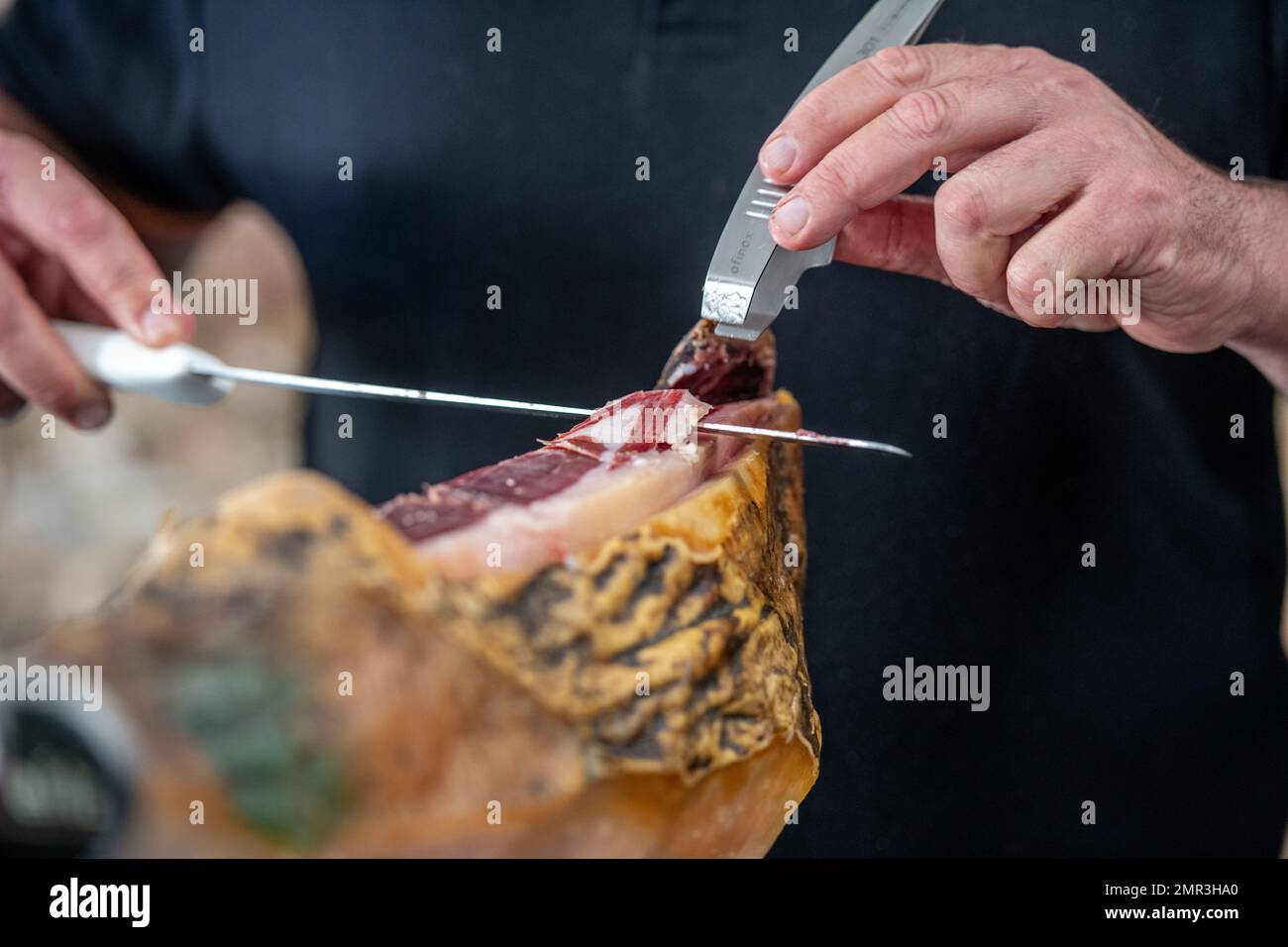 Production of iberian ham (cured ham), Puerto Gil, Spain Stock Photo ...