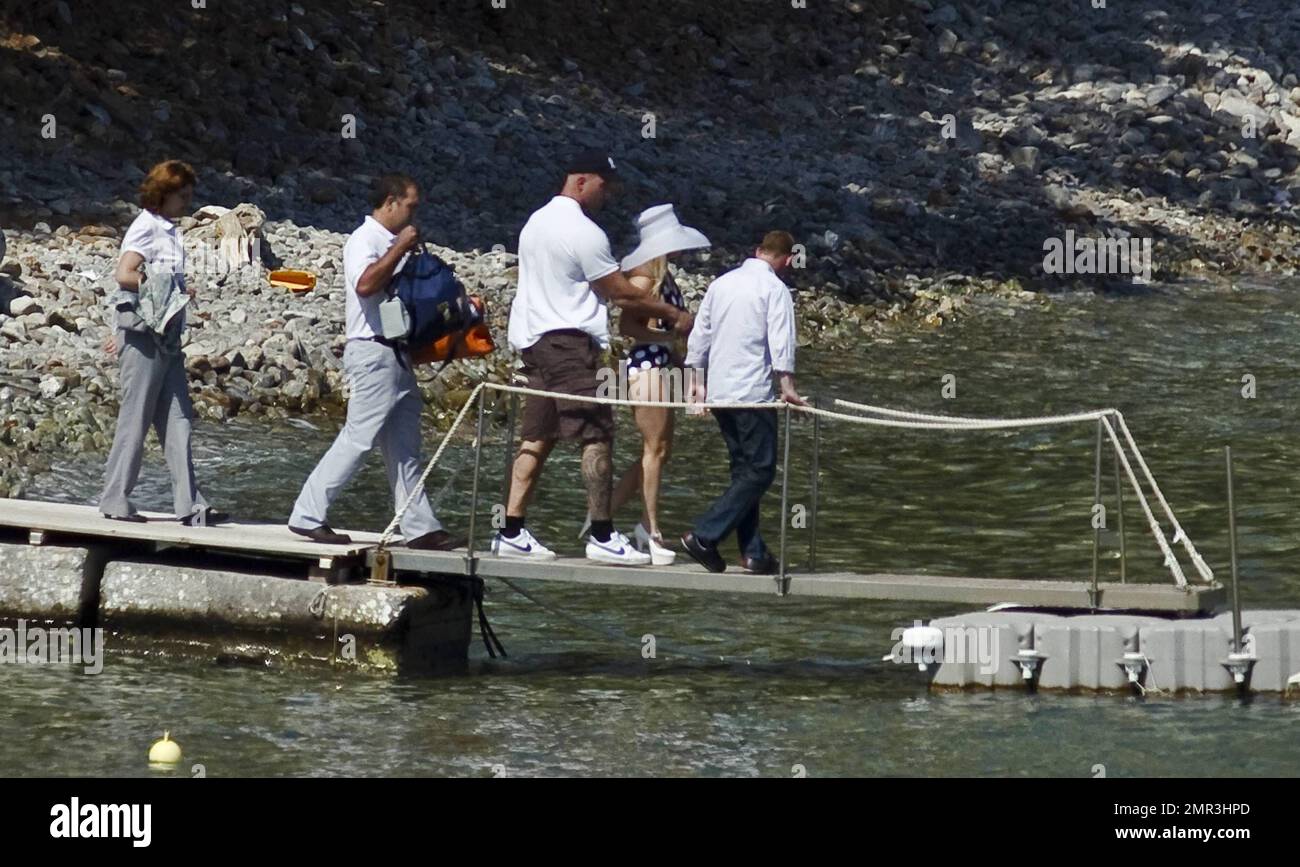 GREECE OUT - EXCLUSIVE!! Lady Gaga wears a polka dot swimsuit and high ...