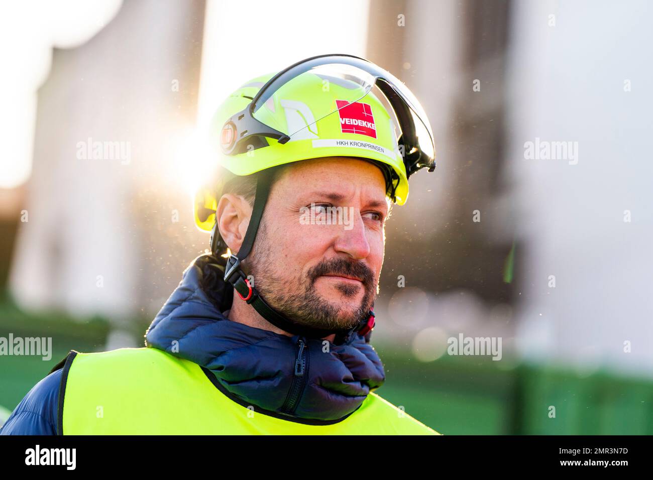 Oslo 20230130.Crown Prince Haakon visits Veidekke at Ulven in Oslo on ...
