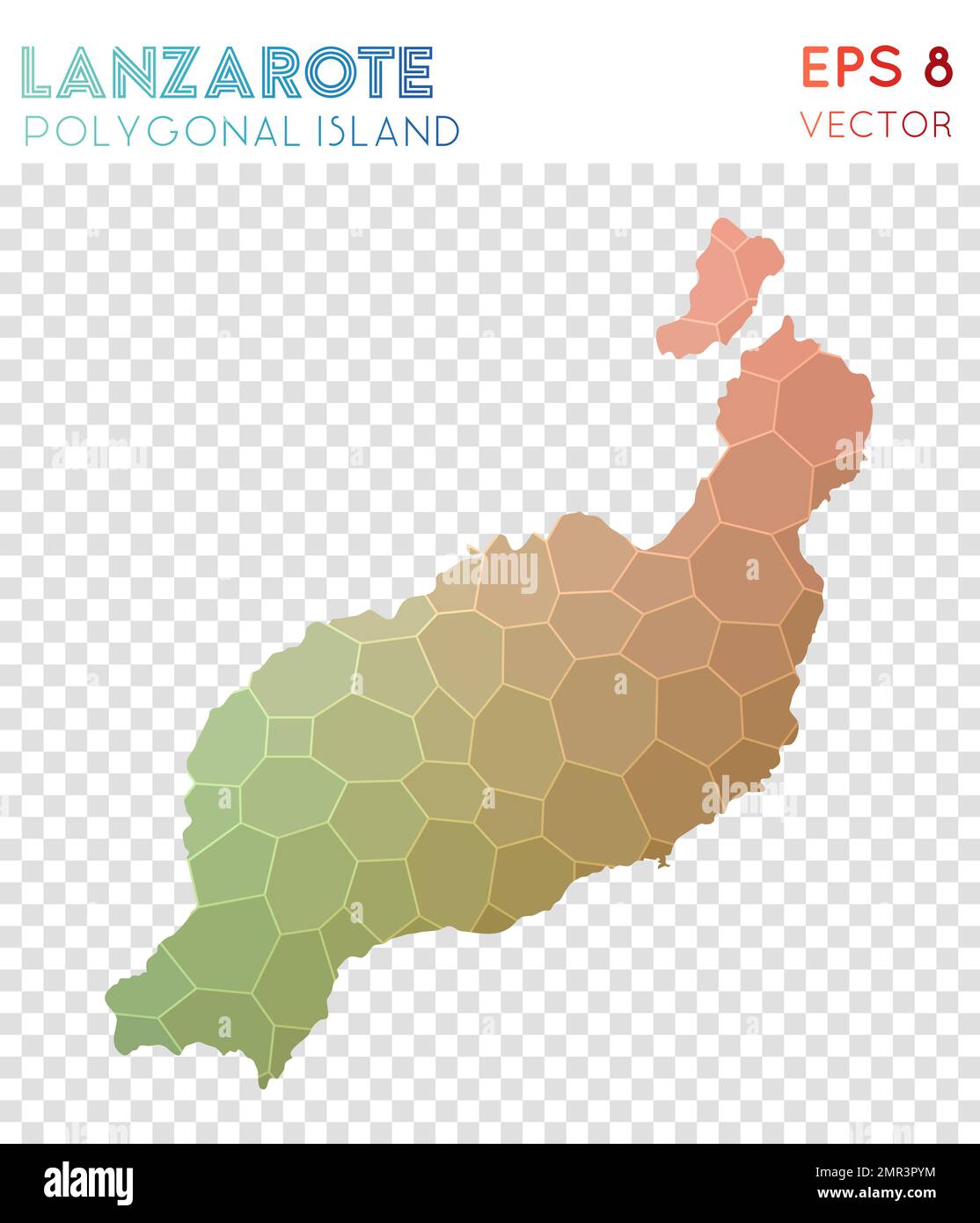 Lanzarote polygonal map, mosaic style island. Authentic low poly style ...
