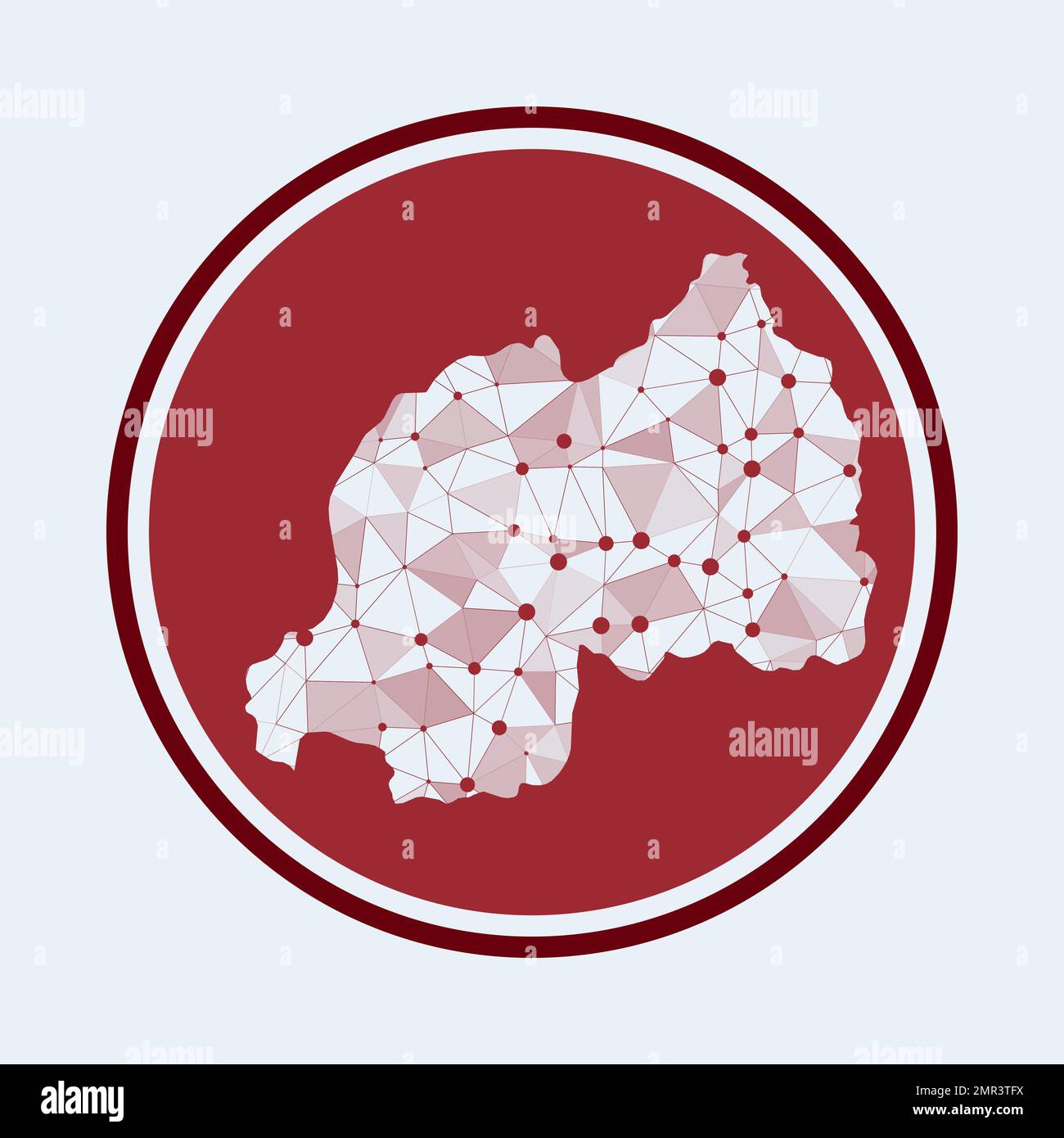Rwanda icon. Trendy tech logo of the country. Geometric mesh round ...