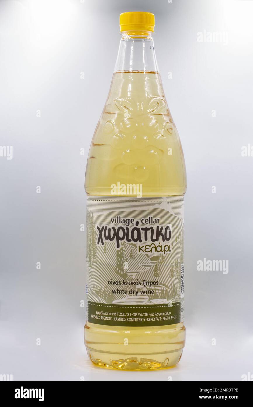 Corfu, Greece - August 05, 2021: Studio shoot of Kerkyra village cellar ...