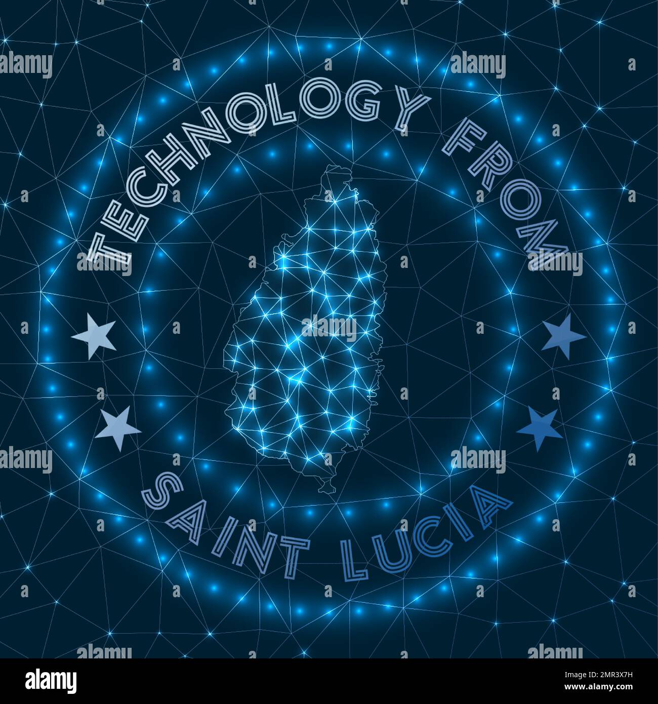 Technology From Saint Lucia. Futuristic geometric badge of the island ...