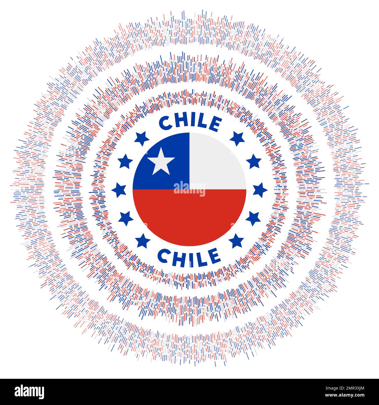 Chile symbol. Radiant country flag with colorful rays. Shiny sunburst ...