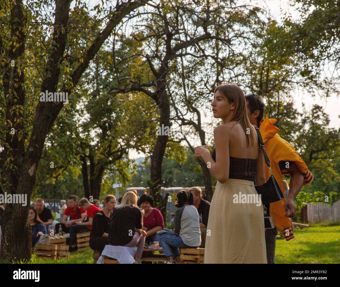 Kyiv, Ukraine - September 11, 2021: People visit Kartuli Fest Georgian ...