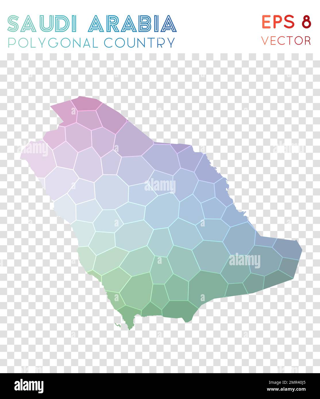 Saudi Arabia polygonal map, mosaic style country. Bewitching low poly ...