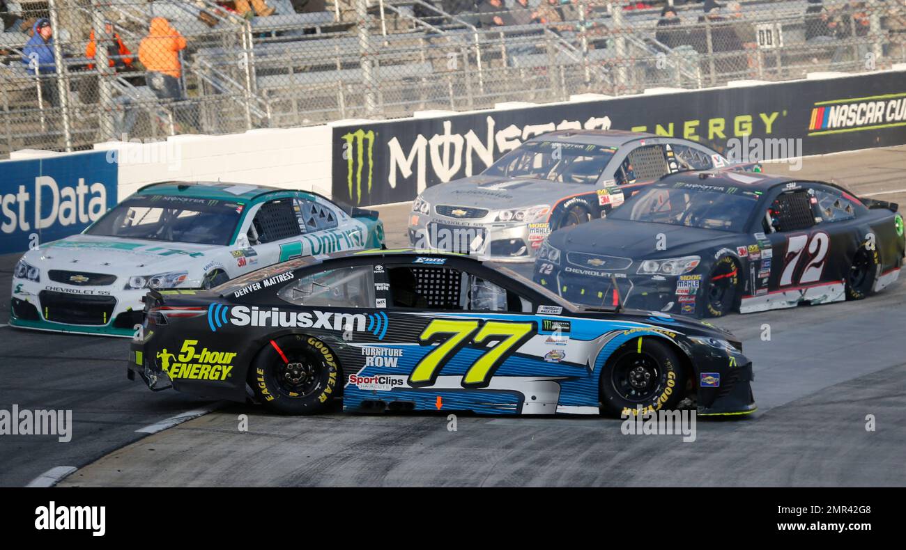 Erik Jones (77) spins out in front of Kasey Kahne (5), Cole Whitt (72 ...
