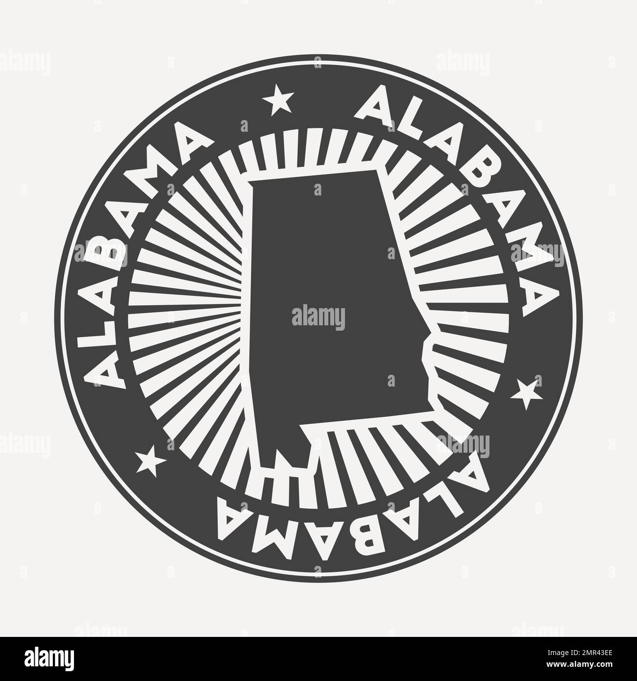Alabama round logo. Vintage travel badge with the circular name and map ...