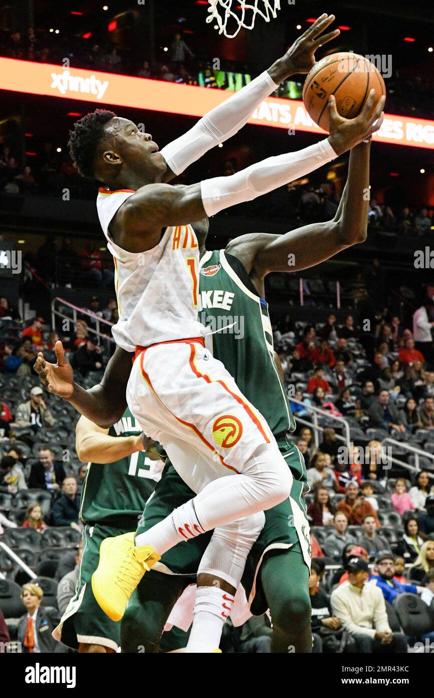 Atlanta Hawks guard Dennis Schroder (17) goes to the basket from the ...