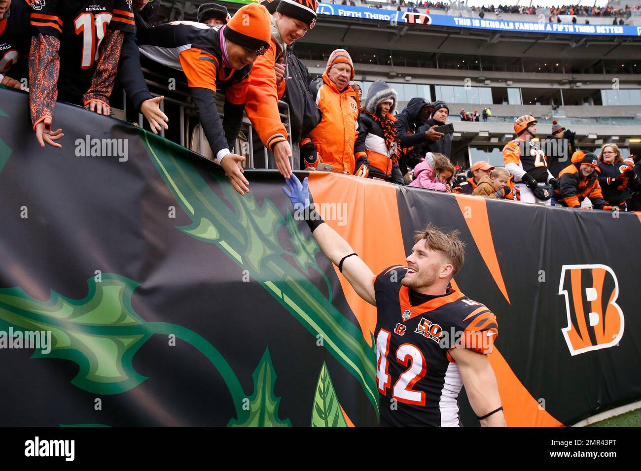 Cincinnati Bengals strong safety Clayton Fejedelem (42) celebrates with ...