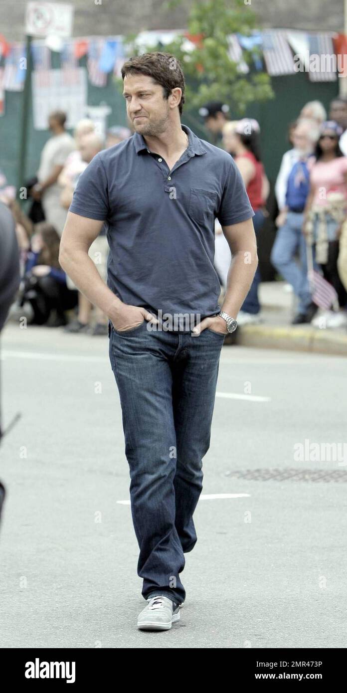 Gerald Butler films a parade scene in Brooklyn for his new film "The ...