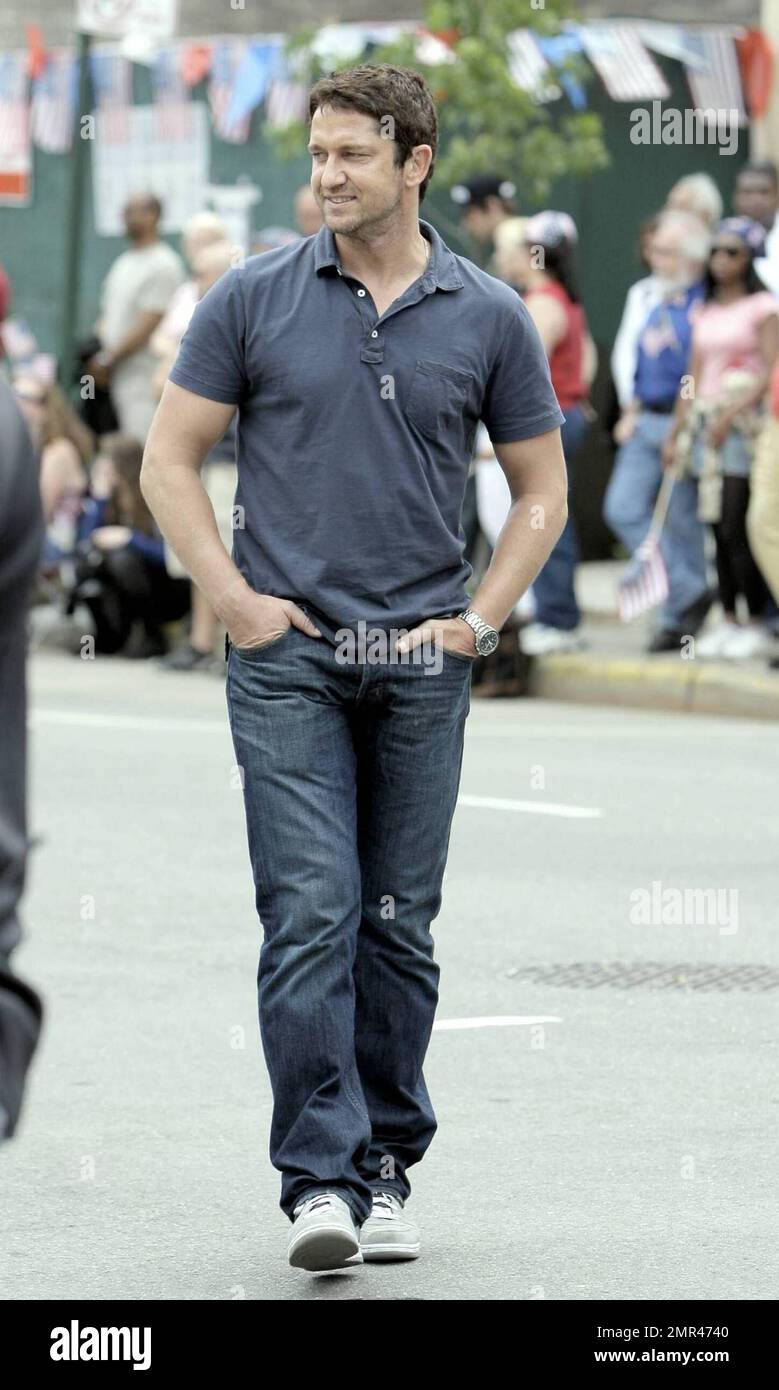 Gerald Butler films a parade scene in Brooklyn for his new film "The ...