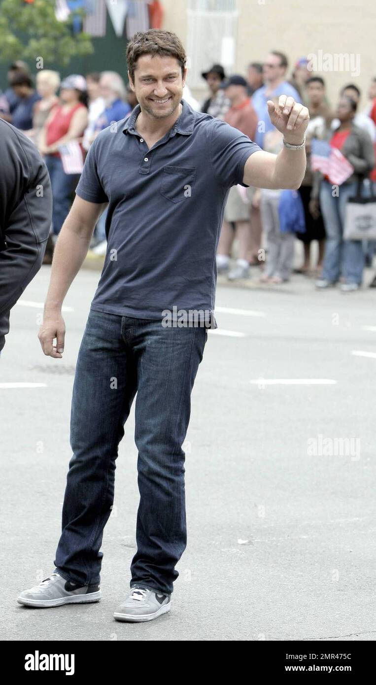 Gerald Butler films a parade scene in Brooklyn for his new film "The ...