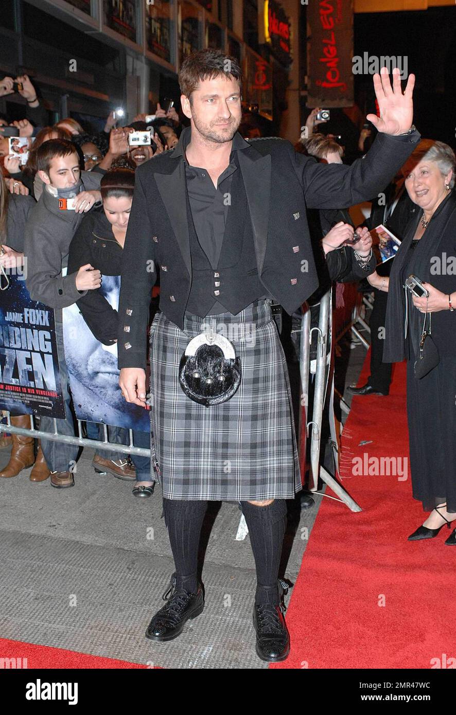 Scottish actor Gerard Butler in his traditional Scottish evening attire ...