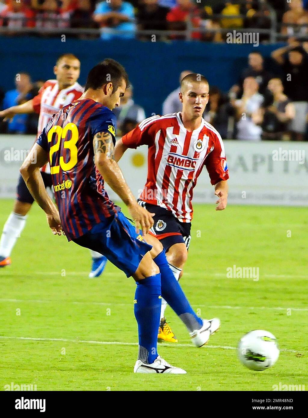 Shakira's boyfriend Gerard Pique (#3) plays with FC Barcelona in its ...