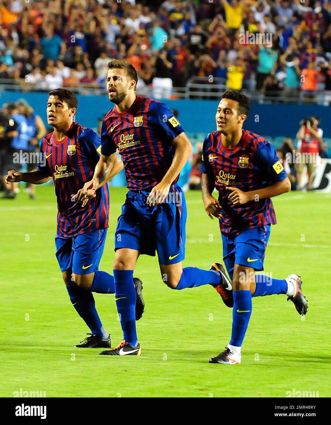 Shakira's boyfriend Gerard Pique (#3) plays with FC Barcelona in its ...