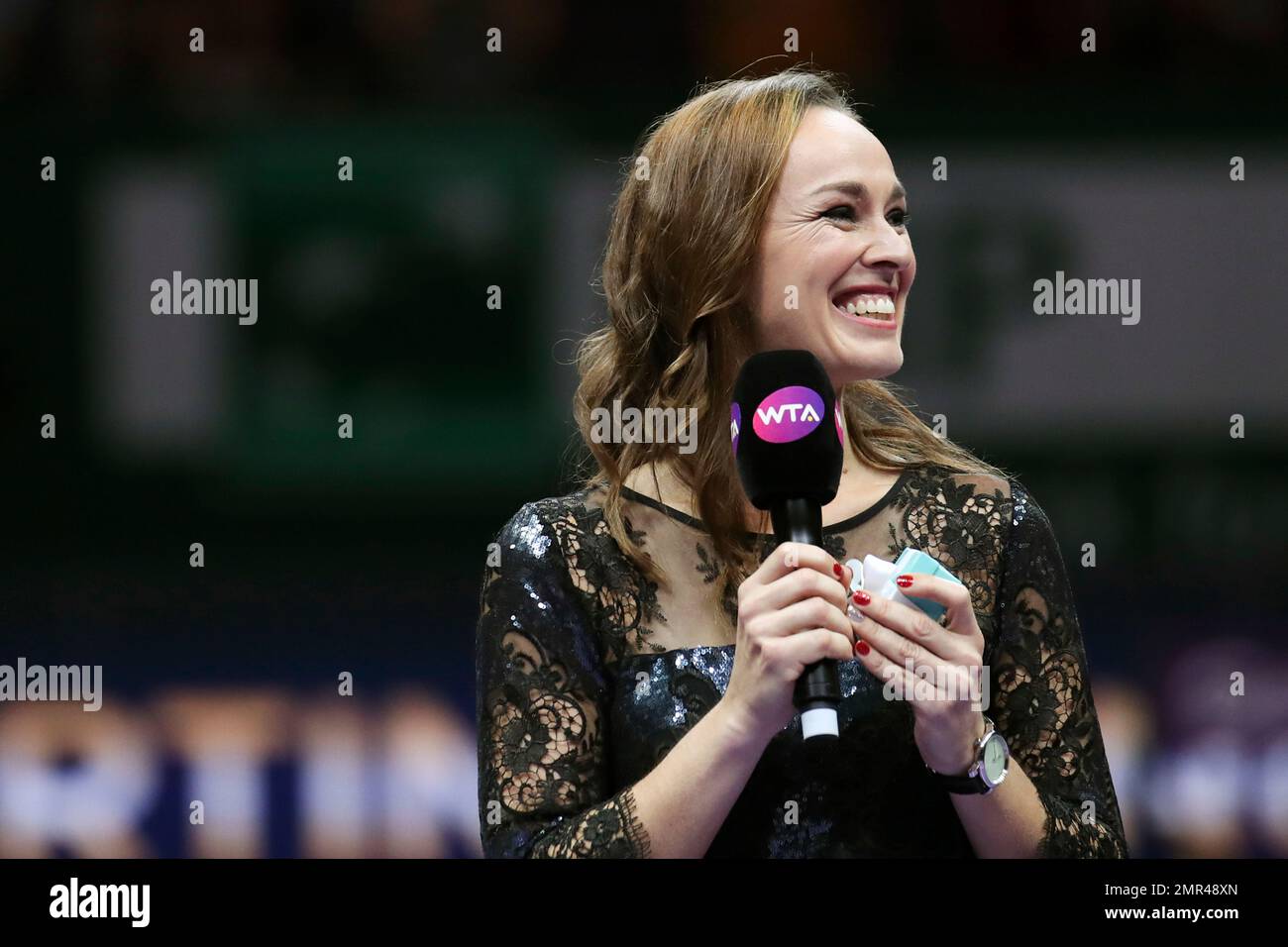 Martina Hingis of Switzerland looks on during her retirement ceremony ...