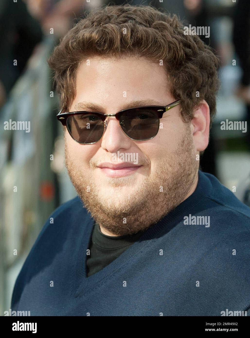 Bad boy comedian Russell Brand and actor Jonah Hill attend a photo call ...