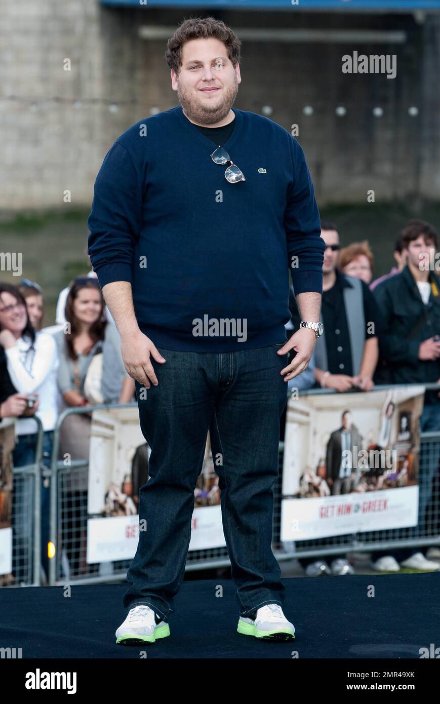 Bad boy comedian Russell Brand and actor Jonah Hill attend a photo call ...