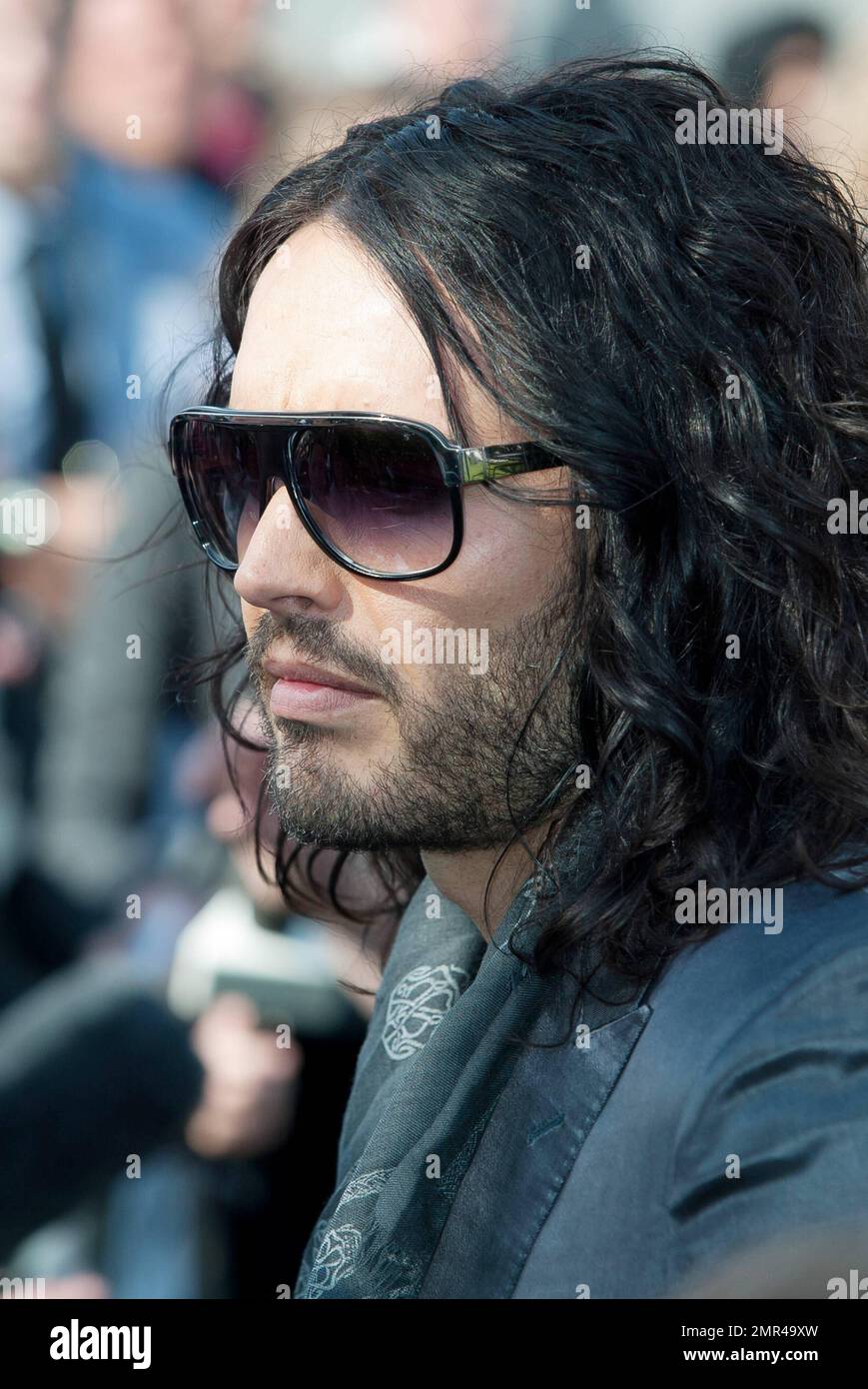 Bad boy comedian Russell Brand and actor Jonah Hill attend a photo call ...