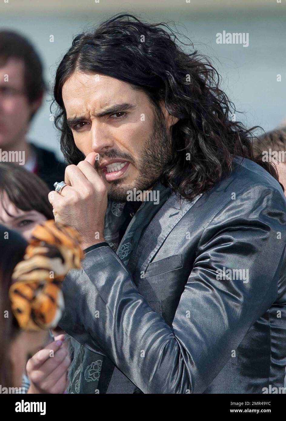 Bad boy comedian Russell Brand and actor Jonah Hill attend a photo call ...