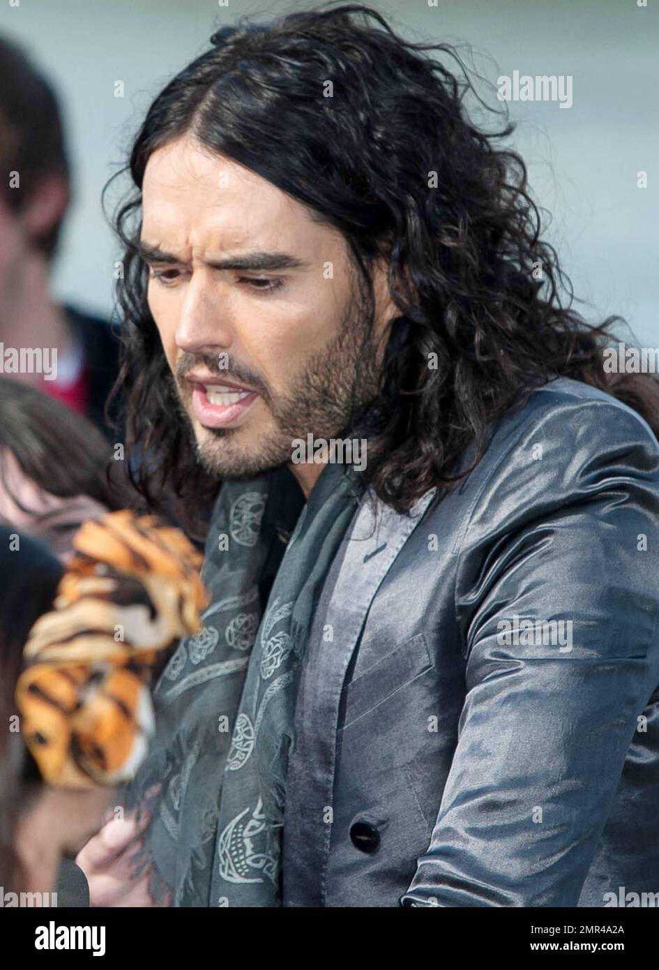 Bad boy comedian Russell Brand and actor Jonah Hill attend a photo call ...