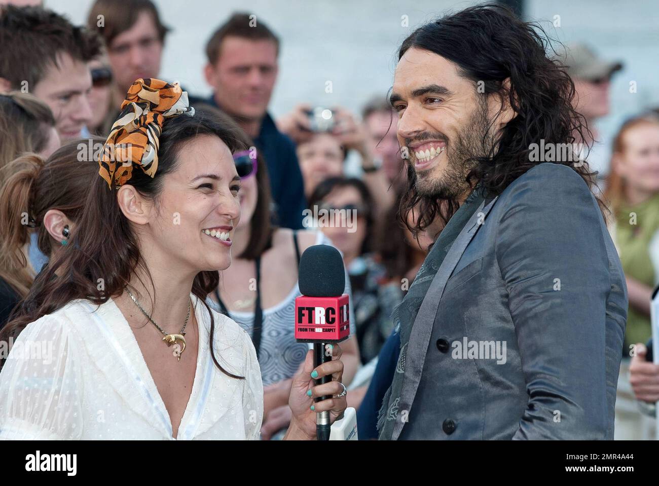 Bad boy comedian Russell Brand and actor Jonah Hill attend a photo call ...