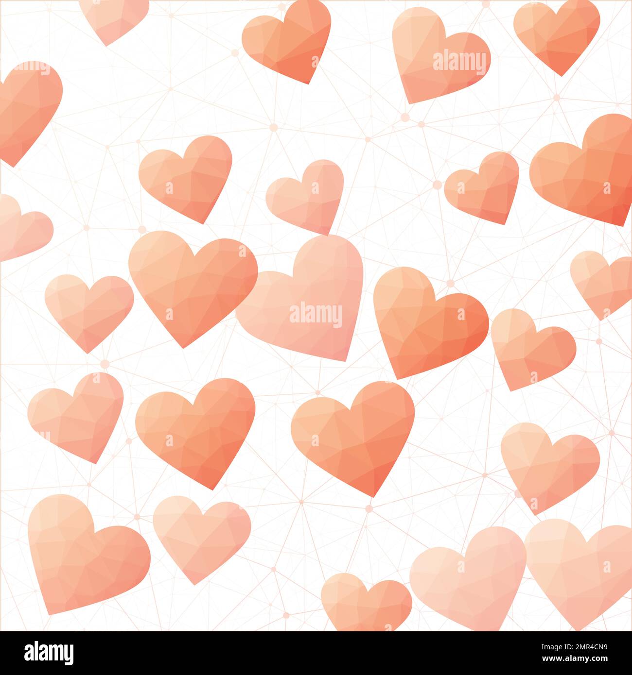 Valentine's Day hearts cover. Polygonal hearts in peach colors. Amazing ...