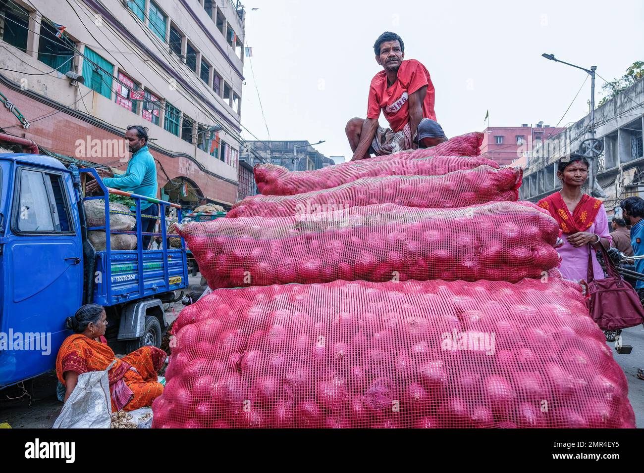 Vegetable vendors are busy transporting the vegetables after final ...