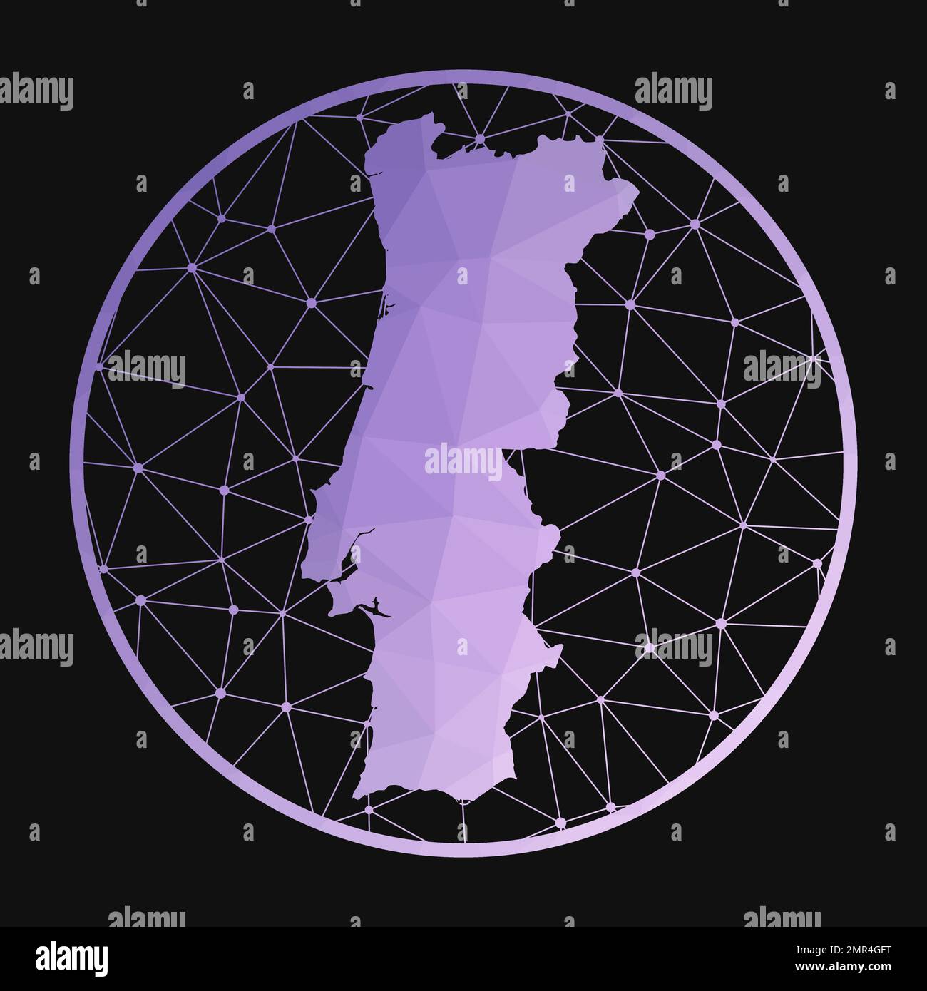 Portugal icon. Vector polygonal map of the country. Portugal icon in ...