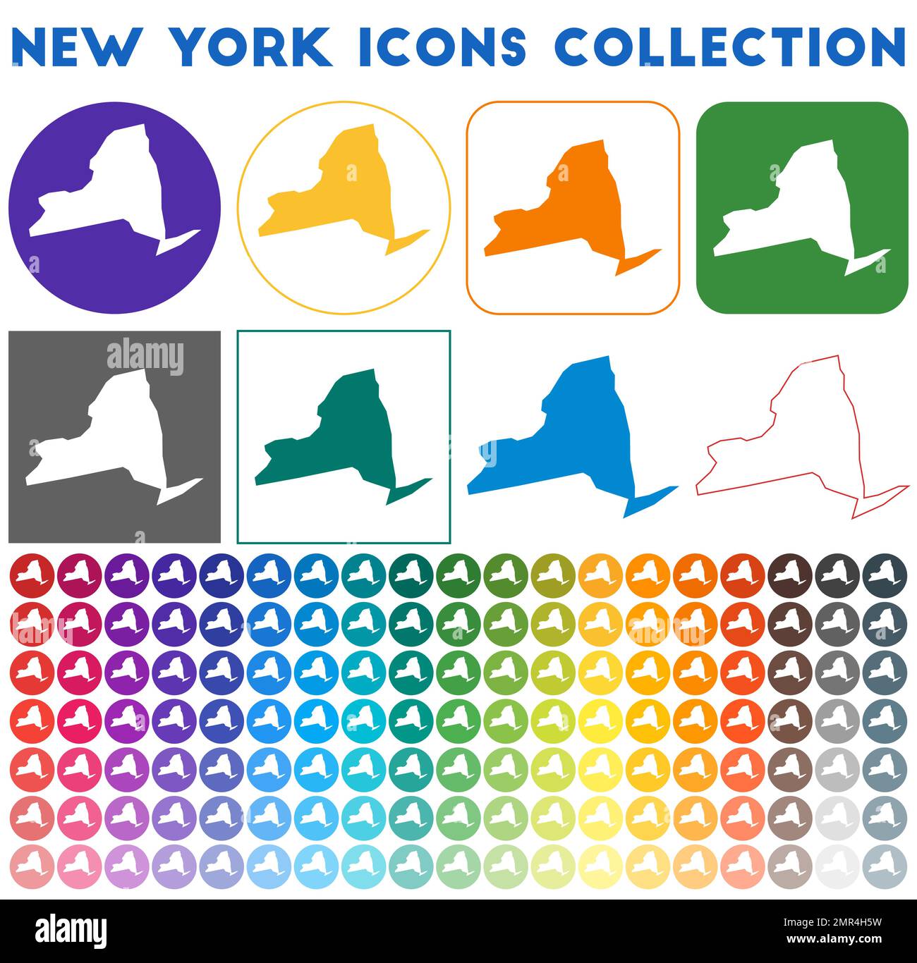 New York icons collection. Bright colorful trendy map icons. Modern New ...