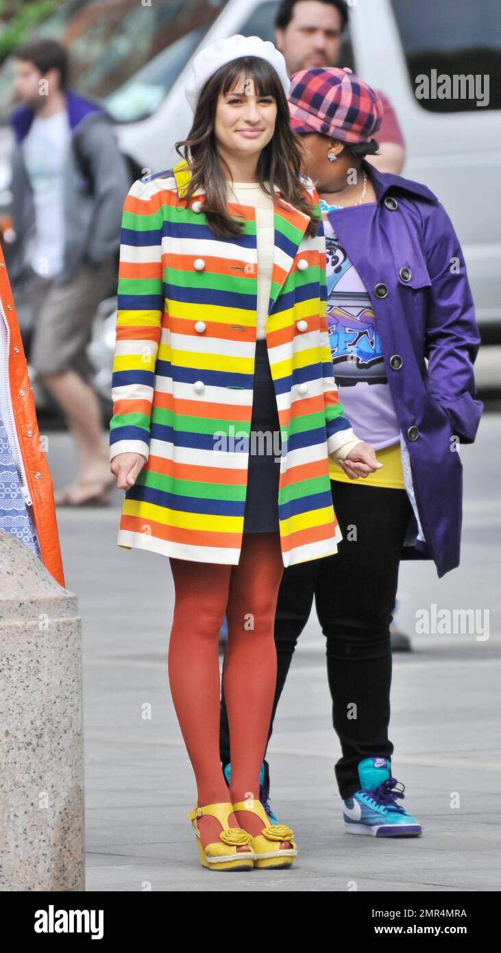 Lea Michele is on location for hit musical comedy TV show "Glee" in ...