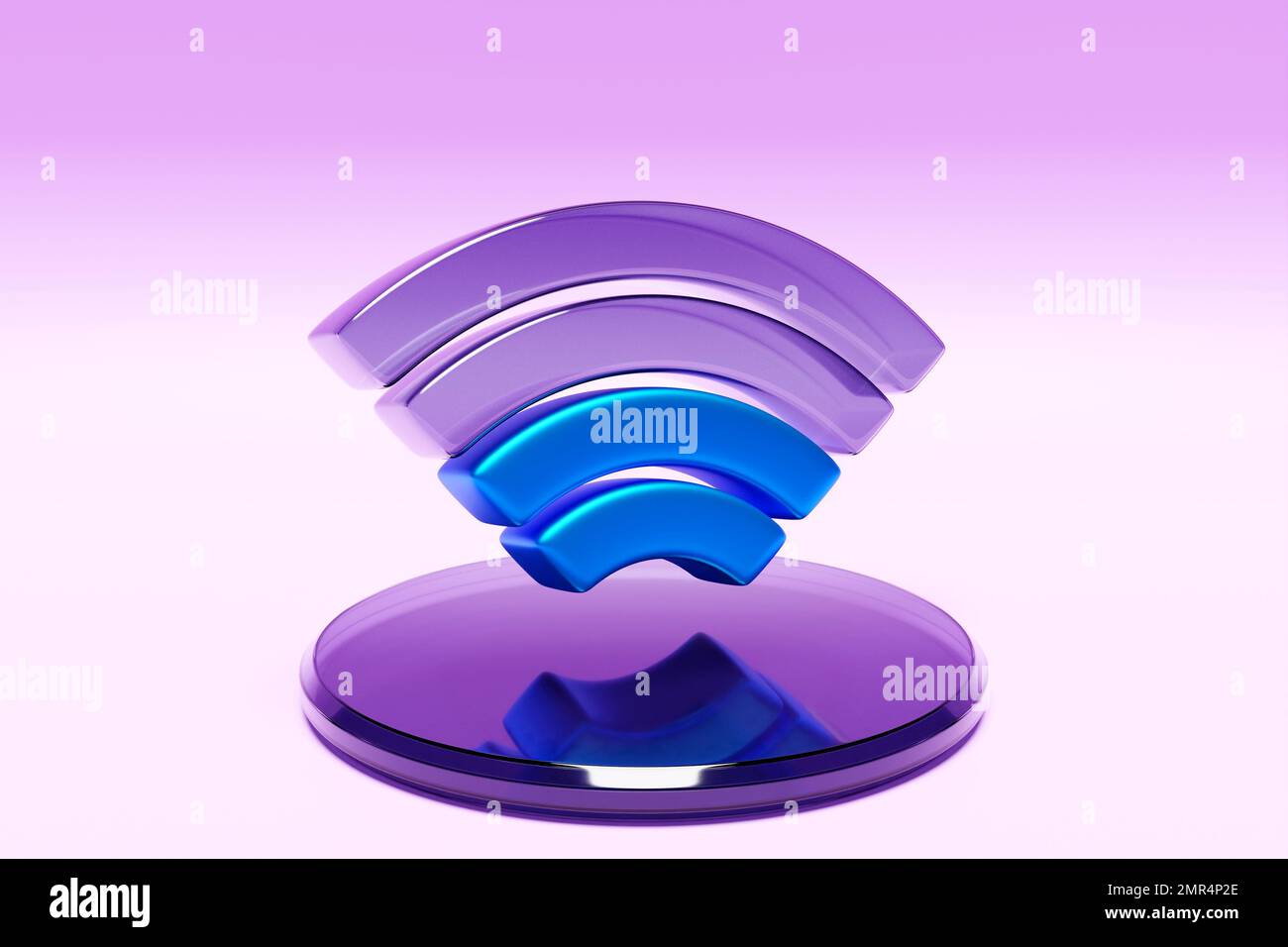 Wireless network symbol. Blue and purple wifi icon on white background ...