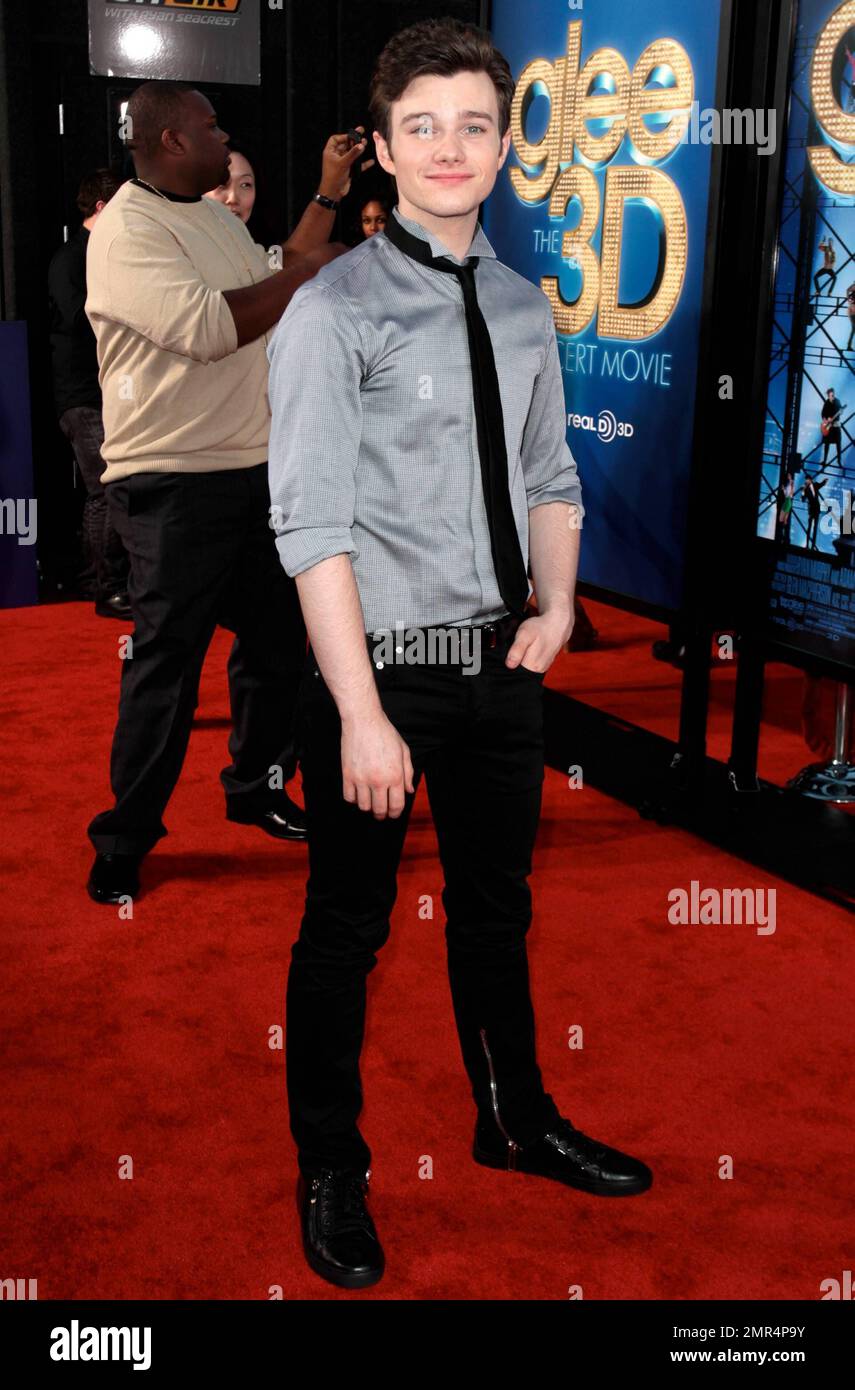 Actor Chris Colfer attends the premiere of GLEE THE 3D CONCERT MOVIE at ...