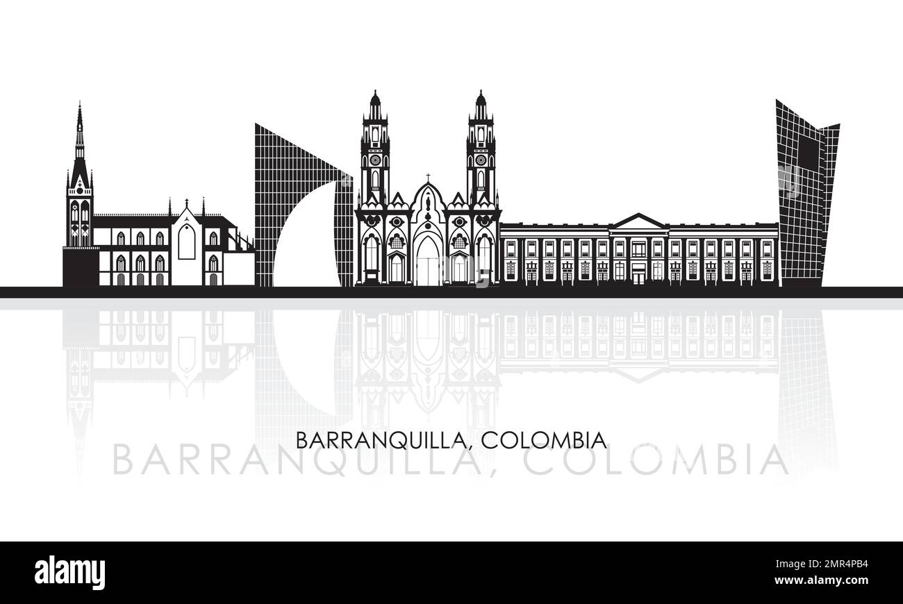 Silhouette Skyline panorama of city of Barranquilla, Colombia - vector ...