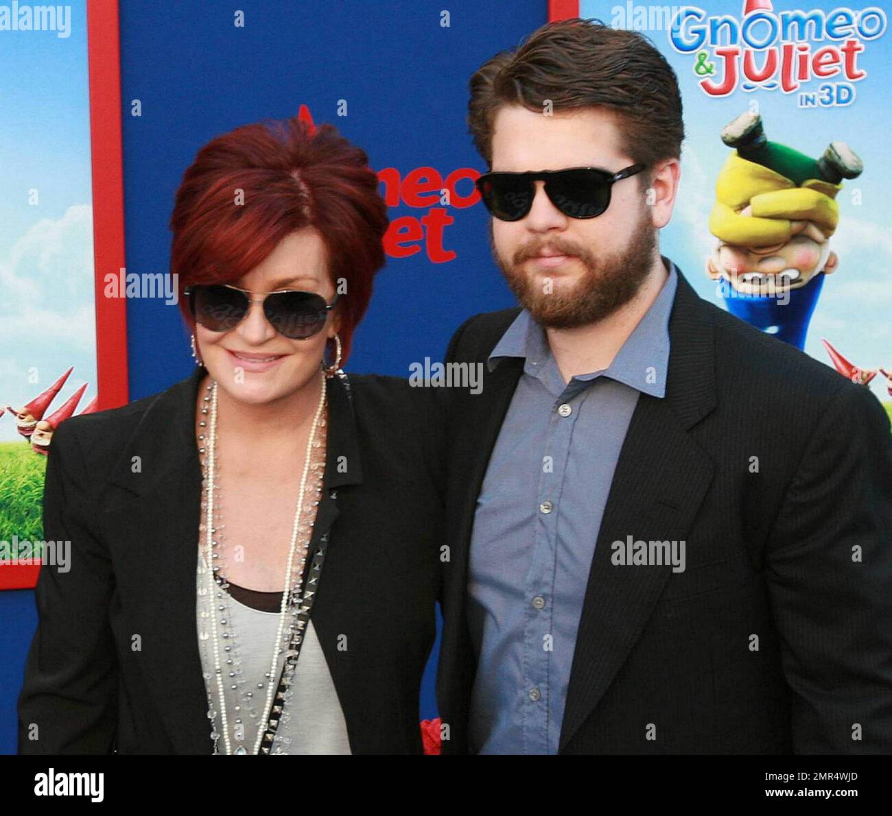 Sharon Osbourne and bearded son Jack Osbourne at the premiere of the ...
