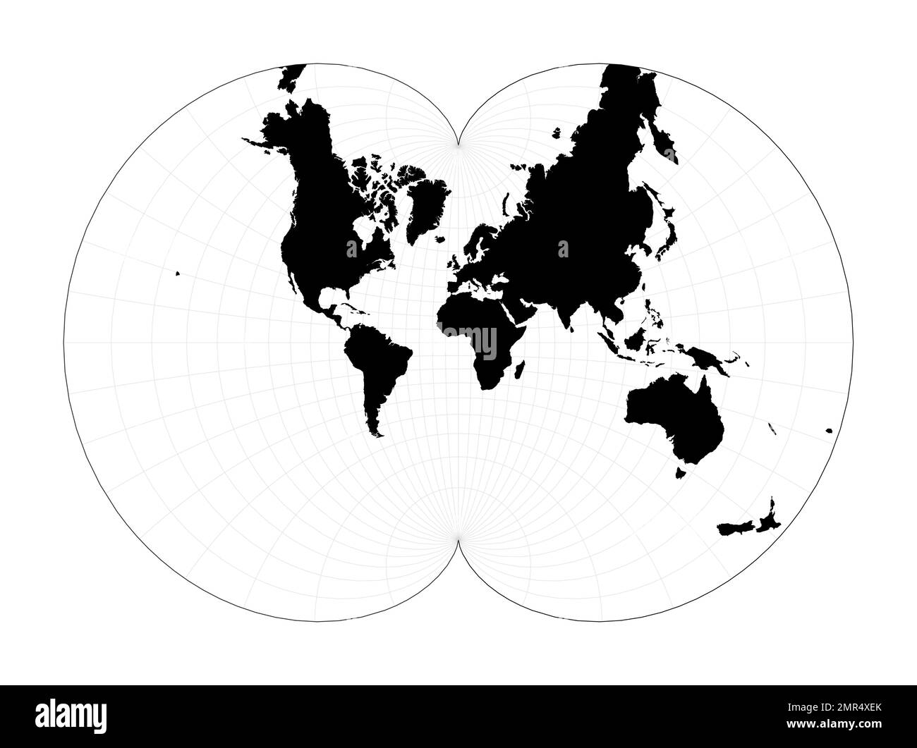 World map with latitude lines. August's epicycloidal conformal ...