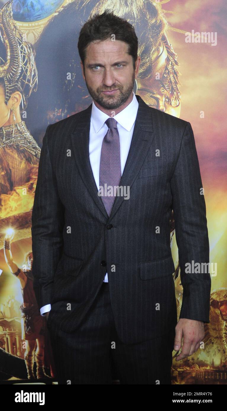 Gerard Butler seen at the NYC premiere of 'Gods of Egypt' at AMC Loews ...