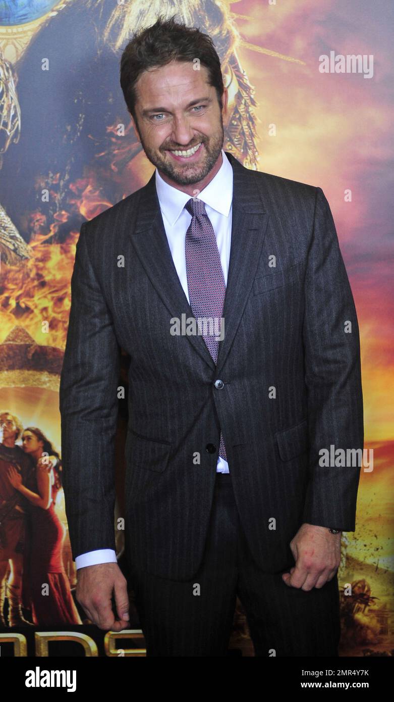 Gerard Butler seen at the NYC premiere of 'Gods of Egypt' at AMC Loews ...