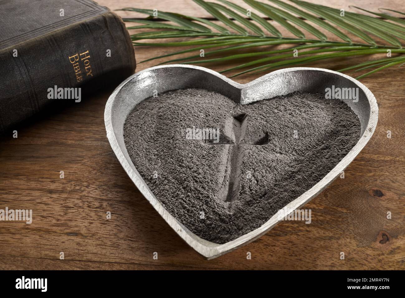 Ash wednesday, crucifix made of ash, dust as christian religion. Lent ...