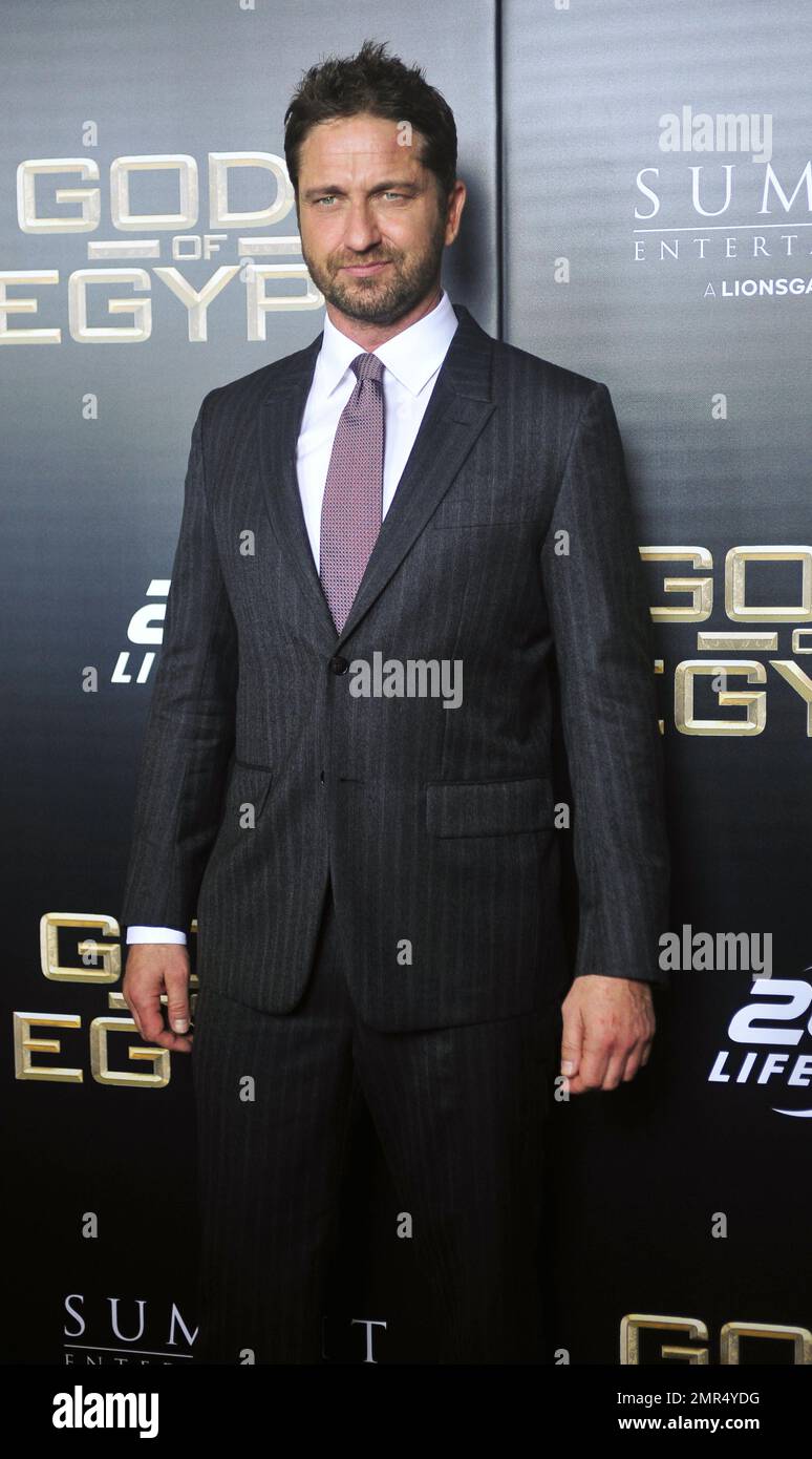 Gerard Butler seen at the NYC premiere of 'Gods of Egypt' at AMC Loews ...