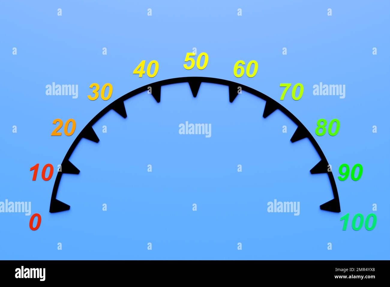 3d illustration round control panel icon. Risk concept on spedometer ...