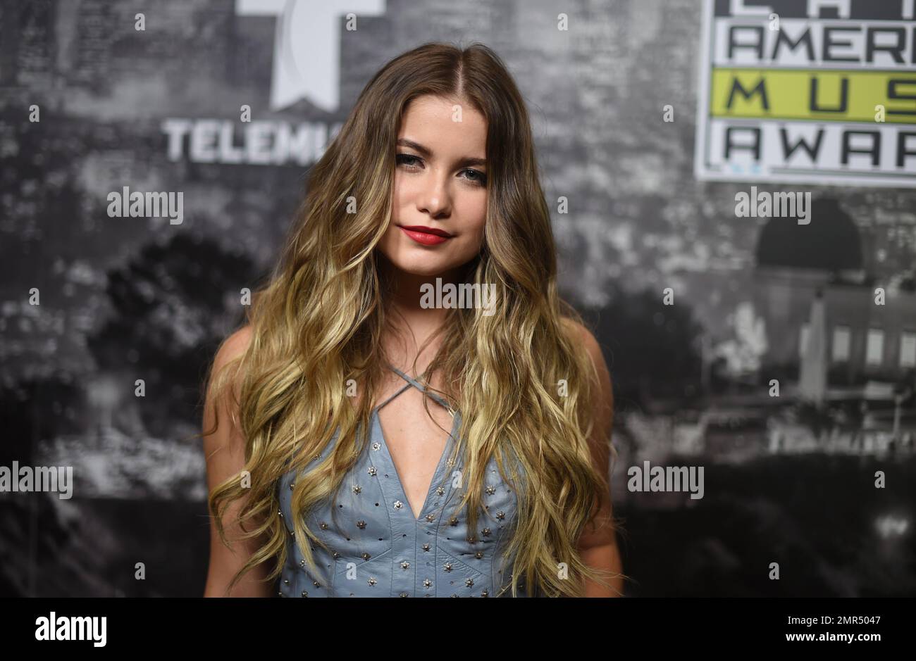 Sofia Reyes poses backstage at the Latin American Music Awards at the ...