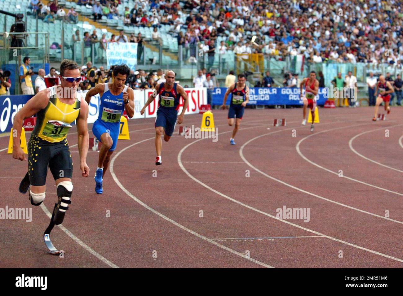 Golden Gala at the Olympic Stadium of Rome, 400m Men's. Oscar Pistorius ...