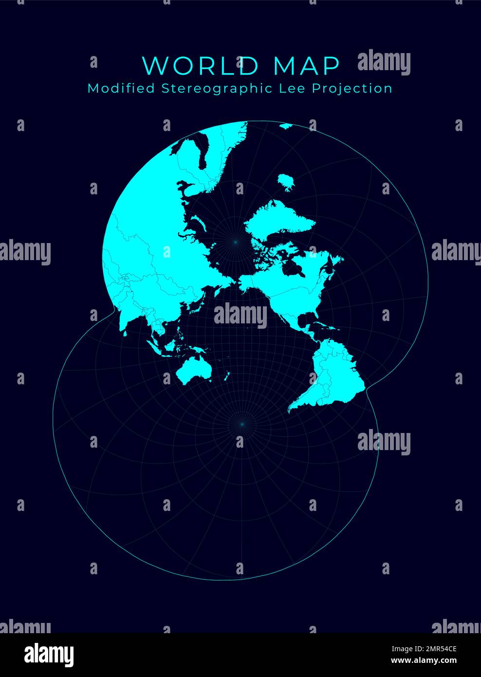 Map of the World. Modified stereographic projection for the Pacific ...