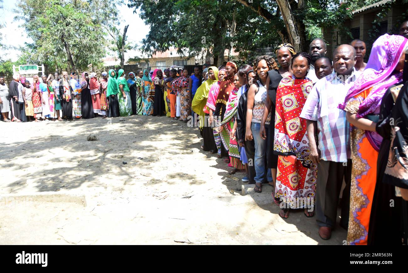Residents of Mikindani ward in Jomvu Constituency, Mombasa, Kenya, line ...