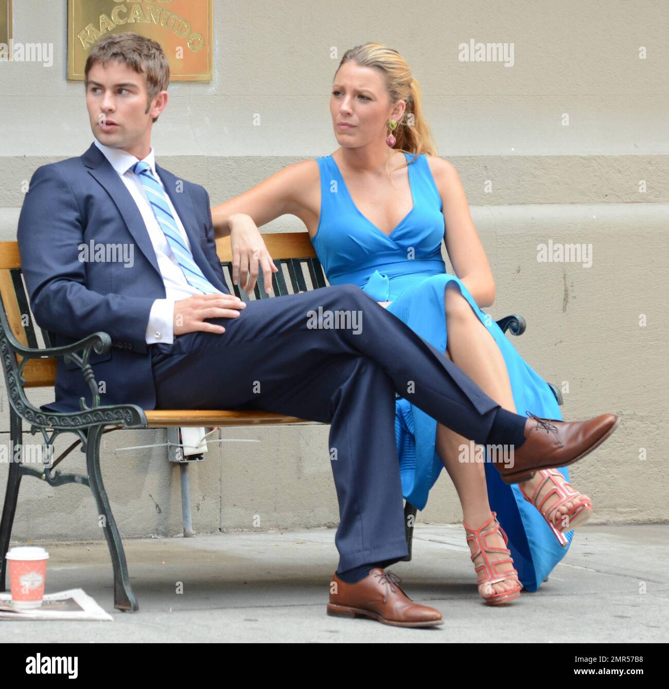 Chace Crawford and Blake Lively film scenes on the set of "Gossip Girl ...