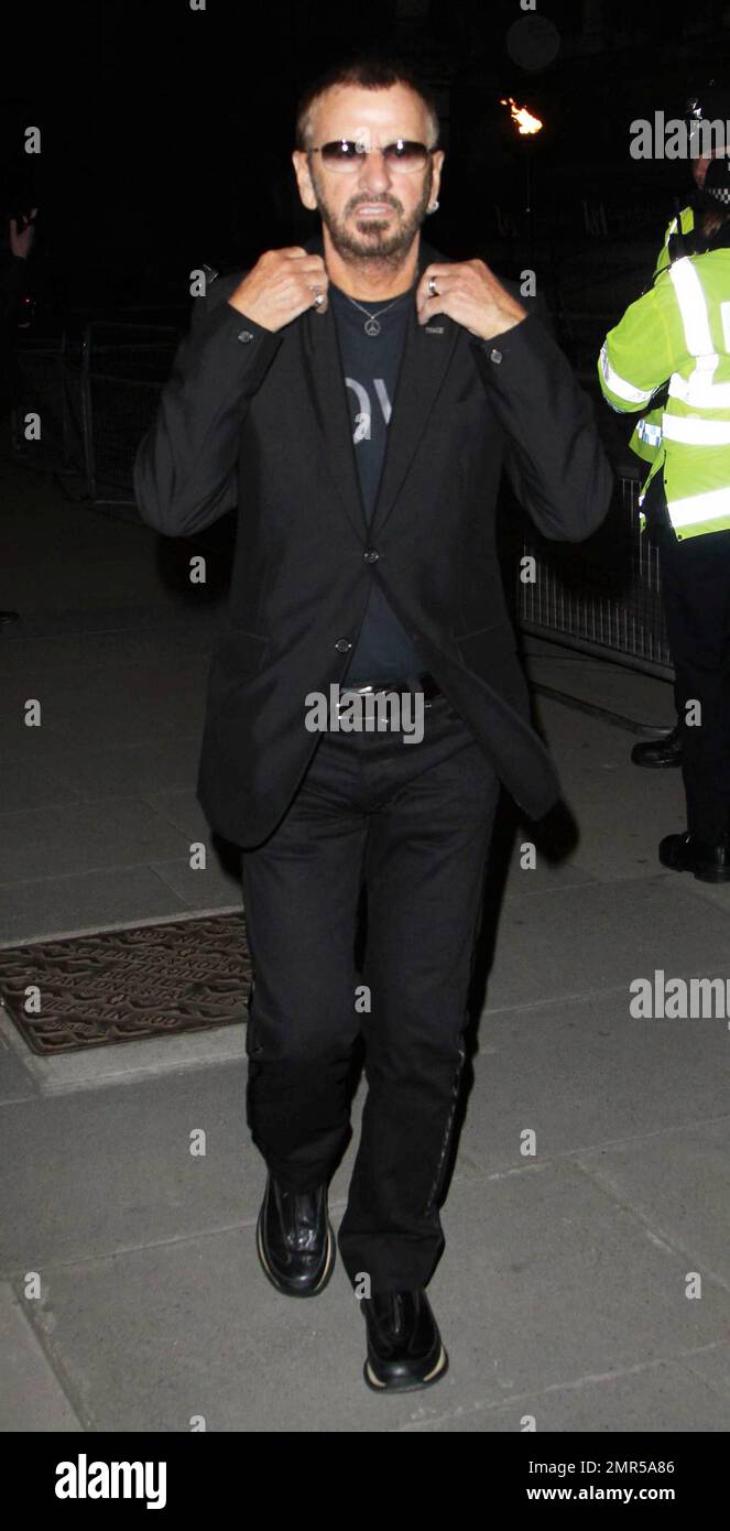 Ringo Starr looks a bit chilly as he leaves the Victoria & Albert ...