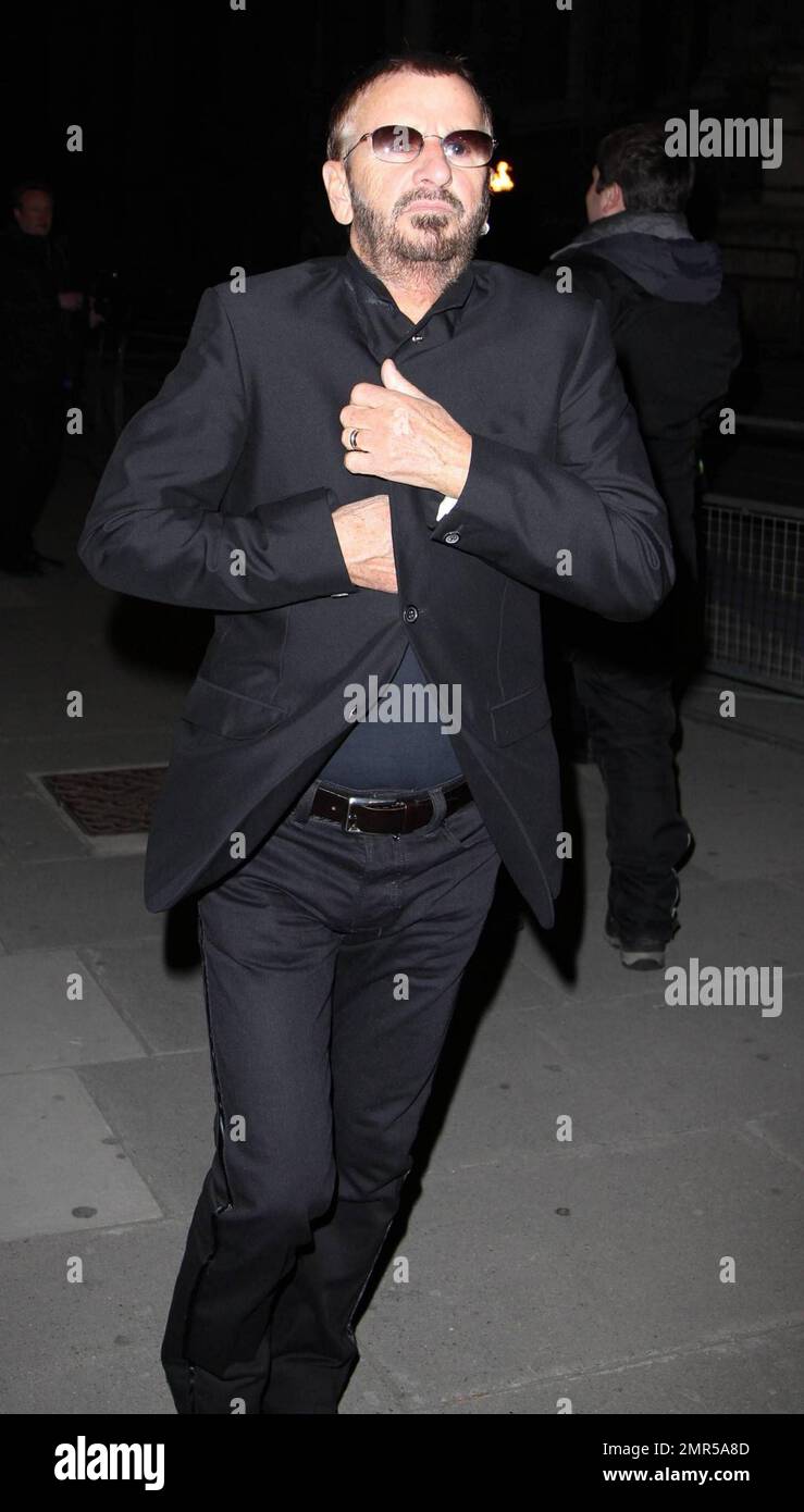 Ringo Starr looks a bit chilly as he leaves the Victoria & Albert ...