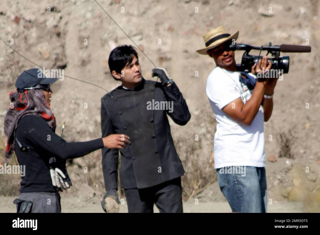 Actors, including Jay Chou who plays Kato, and stunt men film scenes ...